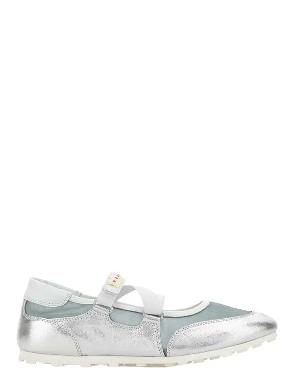Marni Mesh And Leather Retro Ballerinas - Silver