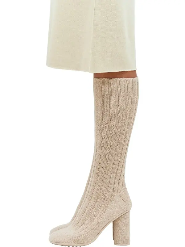 Bottega Veneta Atomic Knit Sock Boots - Cream