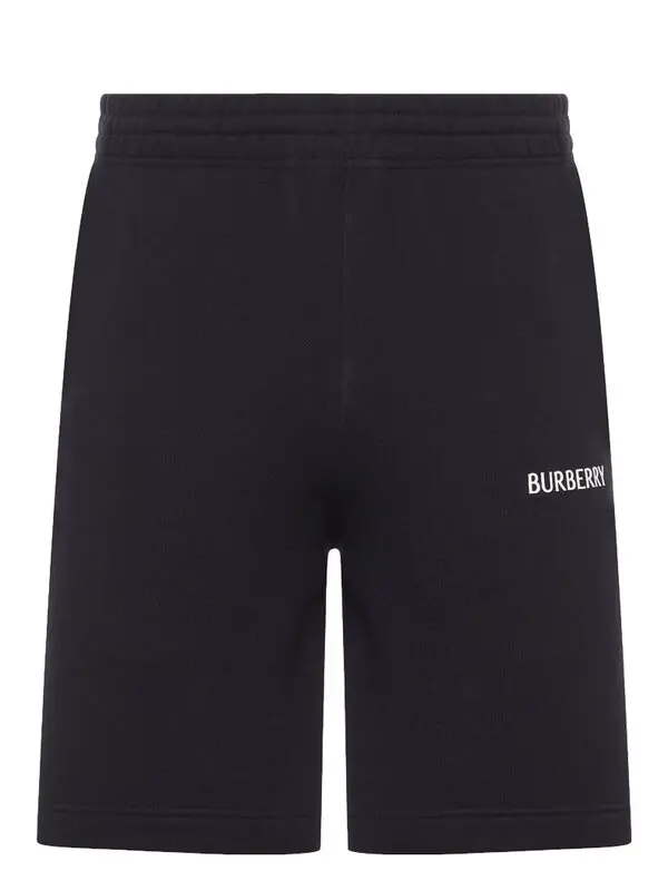 Burberry Cotton Shorts With Logo Print - Black