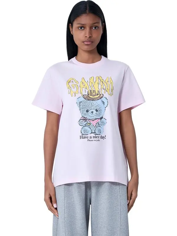 GANNI Logo Graphic T-shirt - Pink