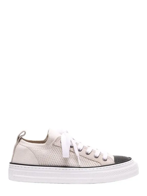 Brunello Cucinelli Low Top Sneakers With Mesh Detail - White