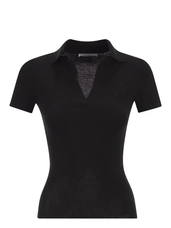 Max Mara Ribbed Wool Polo Shirt - Black