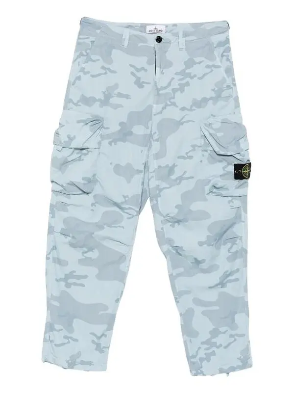 Stone Island Camouflage Cargo Trousers - Blue