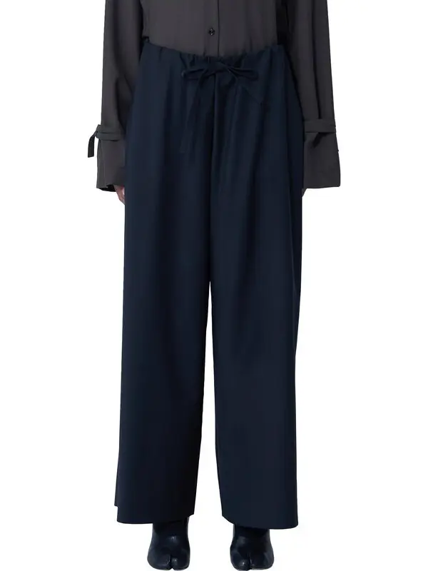 TOTEME Drawstring Wool Dinner Pants - Black