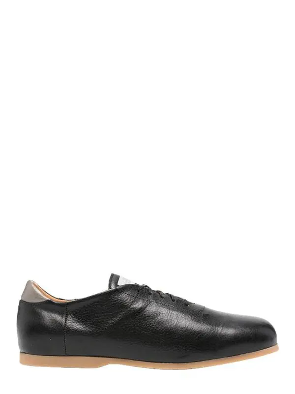 Our Legacy Leather Grained Texture Lace-up Low-top Sneakers - Black
