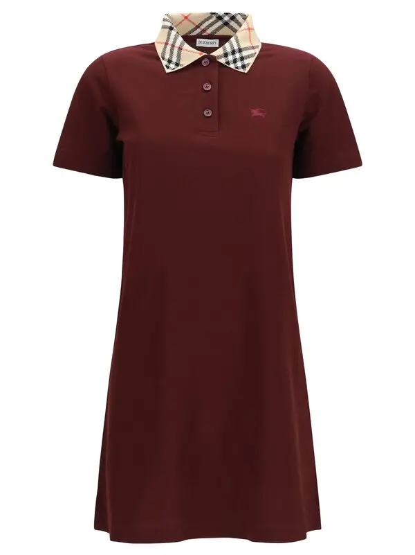 Burberry Polo Style Cotton Dress With Check Collar - Multicolor