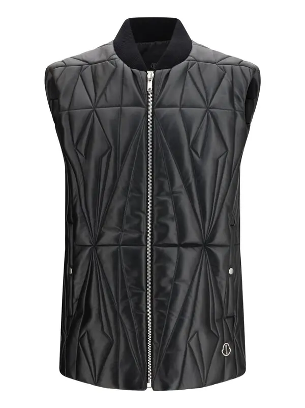 Moncler Rick Owens Geocamo Quilted Leather Flight Vest - Black