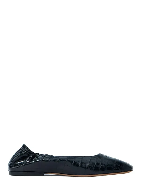 Dries Van Noten Croc-embossed Ballerina Flats - Black