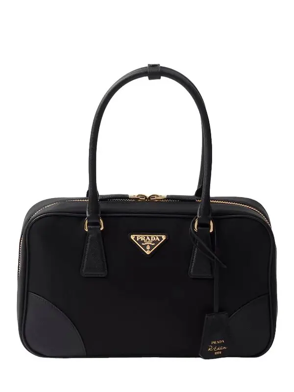 Prada Re-edition 1978 Medium Top Handle Bag In Re-nylon And Saffiano - Black