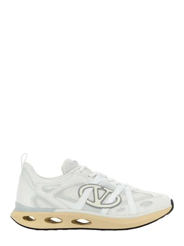 Valentino Garavani Leather And Fabric Vlogo Easyjog Sneakers - White