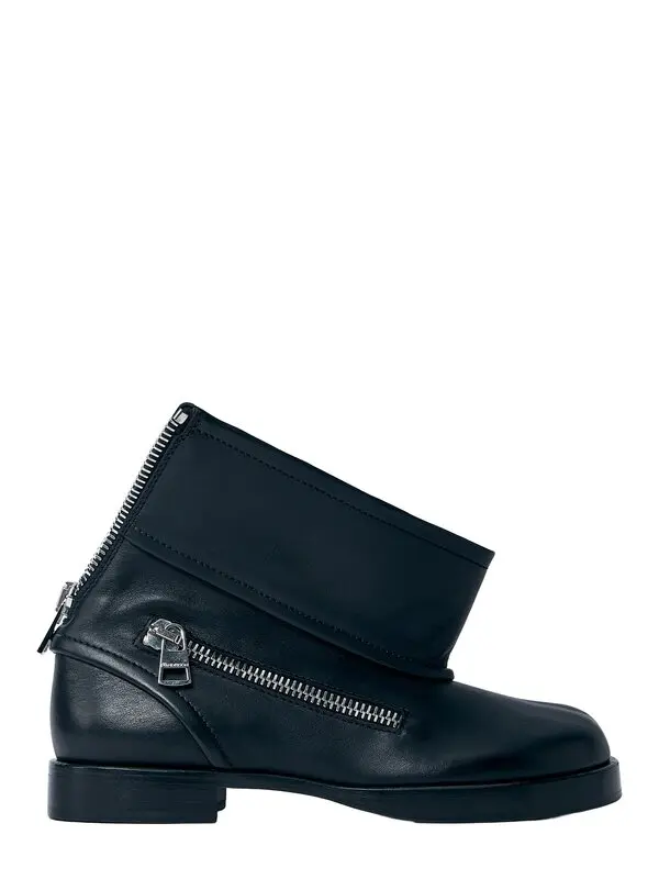 JW Anderson Leather Biker Boots With Zip Detailing - Black