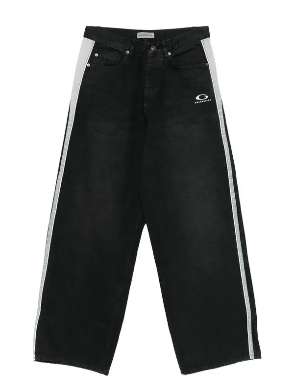 Balenciaga Wide-leg Jeans With Side Stripe Detail - Black