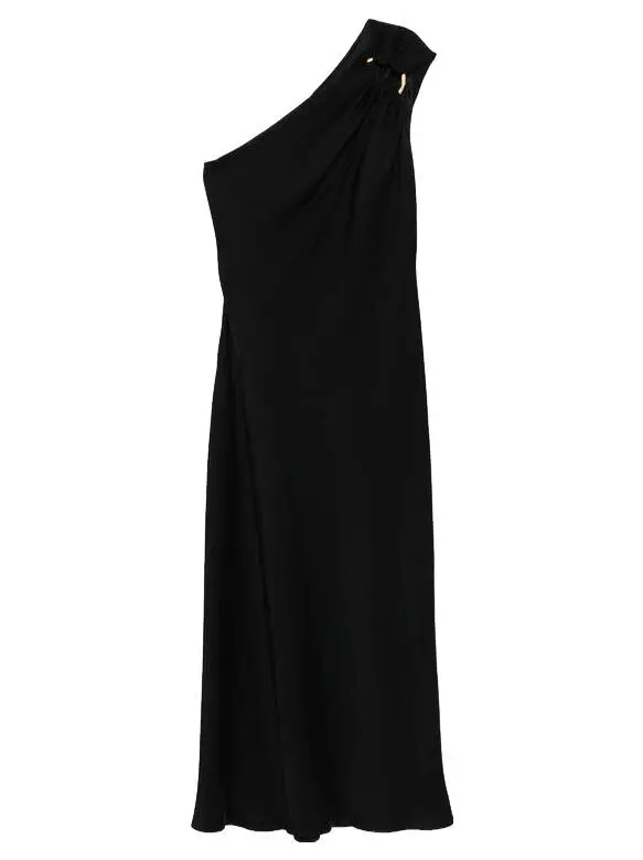 Max Mara One-shoulder Draped Midi Dress - Black