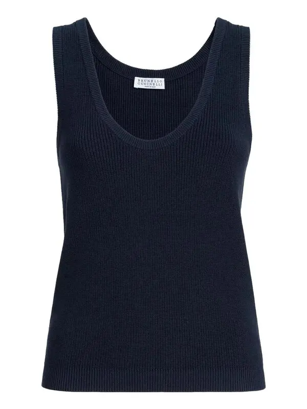 Brunello Cucinelli Ribbed Knit V-neck Vest - Multicolor