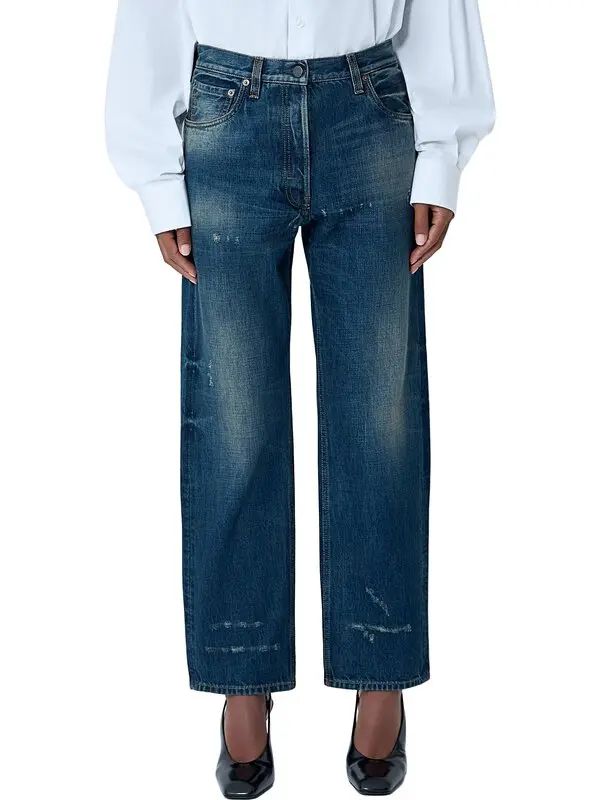 Prada Relaxed Fit Distressed Denim Jeans - Multicolor