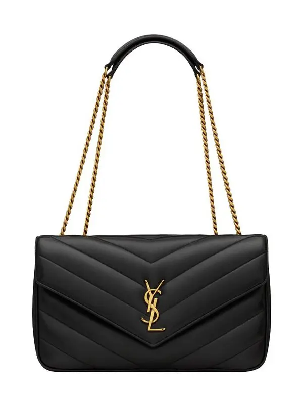 Saint Laurent Loulou Medium In Quilted Lambskin - Black