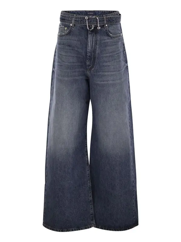 Sportmax Procida Low-waisted Wide Leg Denim Trousers - Multicolor
