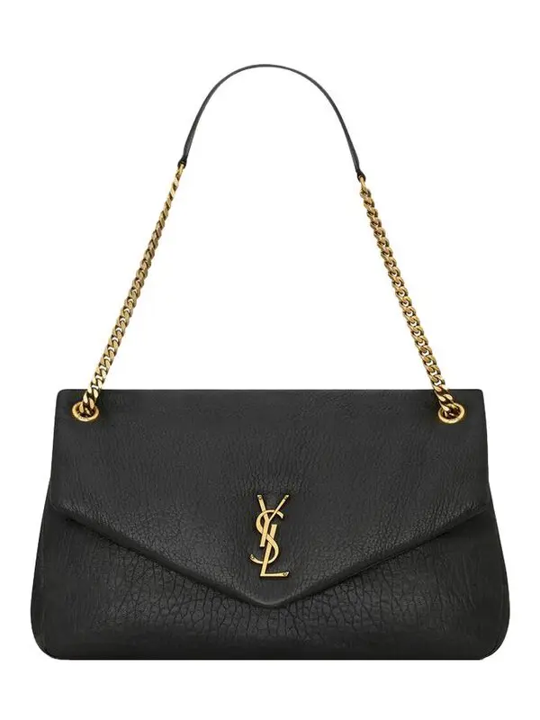 Saint Laurent Calypso Large Bag In Natural Grain Lambskin - Black