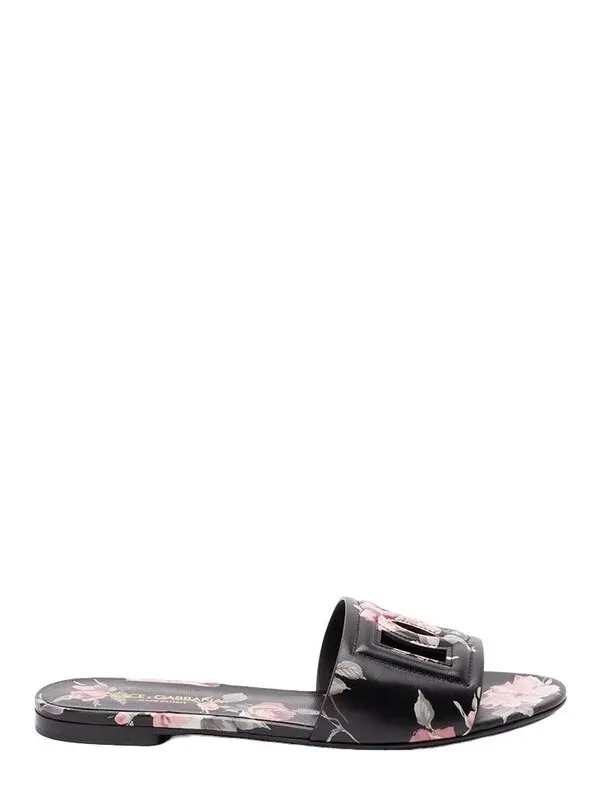 Dolce & Gabbana Floral Print Calf Leather Slides - Multicolor