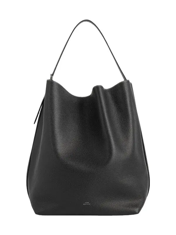 TOTEME Hammered Calfskin Belted Tote Bag - Black