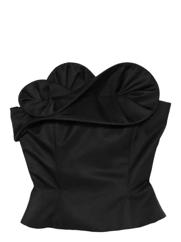 Magda Butrym Strapless Petal Detail Peplum Top - Black
