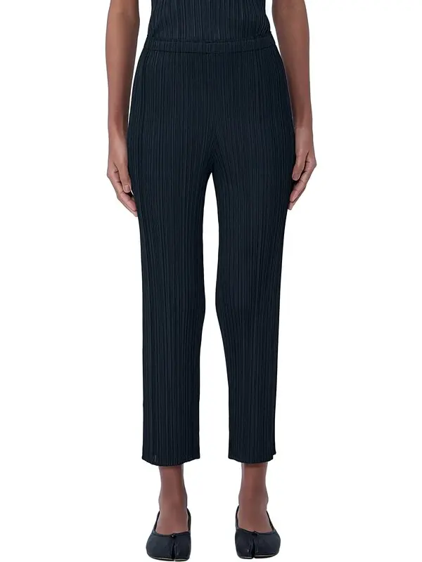 Issey Miyake Ribbed Pleat Straight Leg Pants - Black
