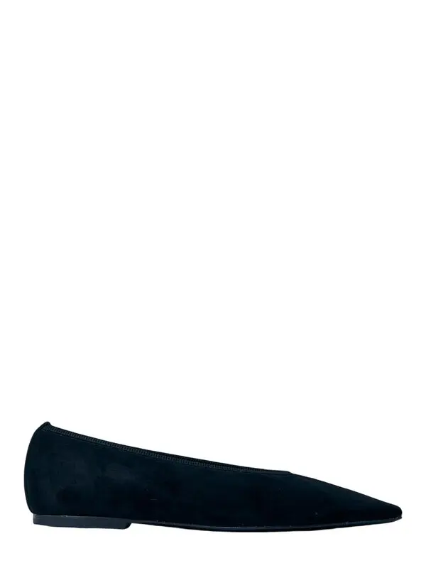 TOTEME Suede Pointed Toe Ballerinas - Black