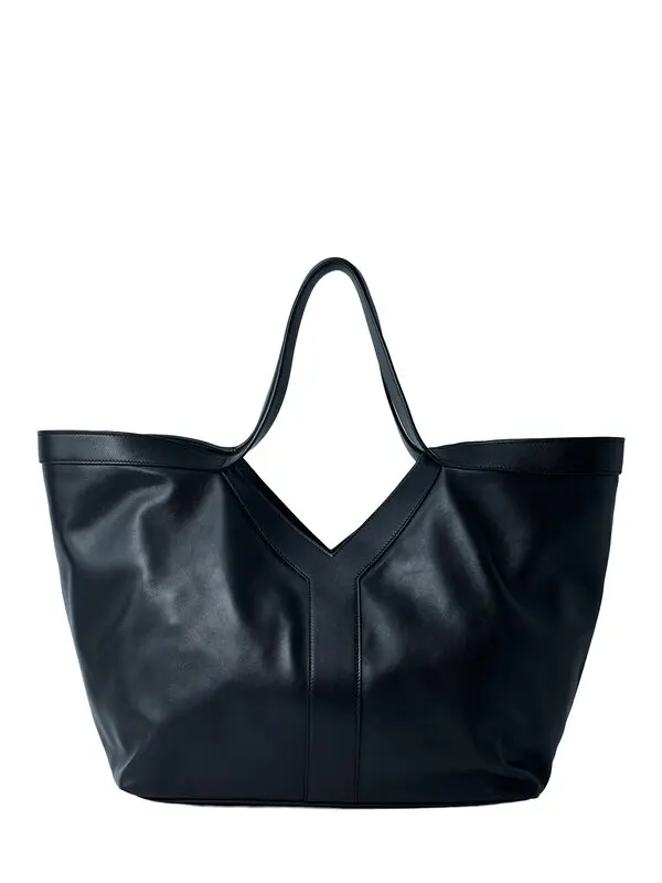 Saint Laurent Large Y-shaped Leather Tote Bag - Black