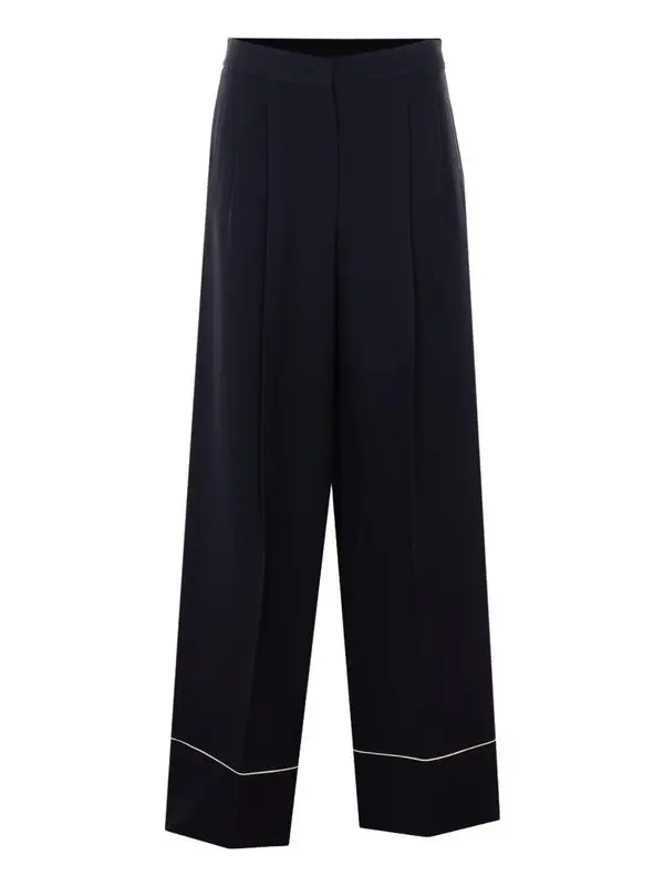 Fendi Wool Silk High-waist Wide Leg Pleated Trousers - Black