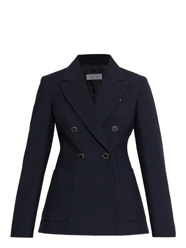 Max Mara Fitted Double-breasted Jacket With Gold-tone Buttons - Blue