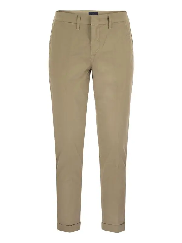 FAY Stretch Gabardine Slim Capri Trousers - Cream