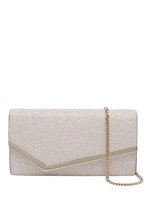 JIMMY CHOO Emmie Pochette Glittered Clutch - Gold