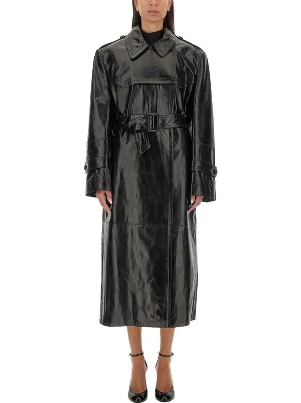 Sportmax Alfeo Leather Coat - Black
