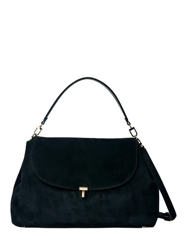 TOTEME T-lock Suede Satchel Bag - Black