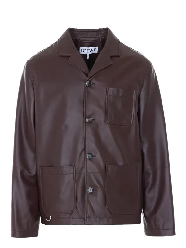 Loewe Leather Workwear Jacket - Brown