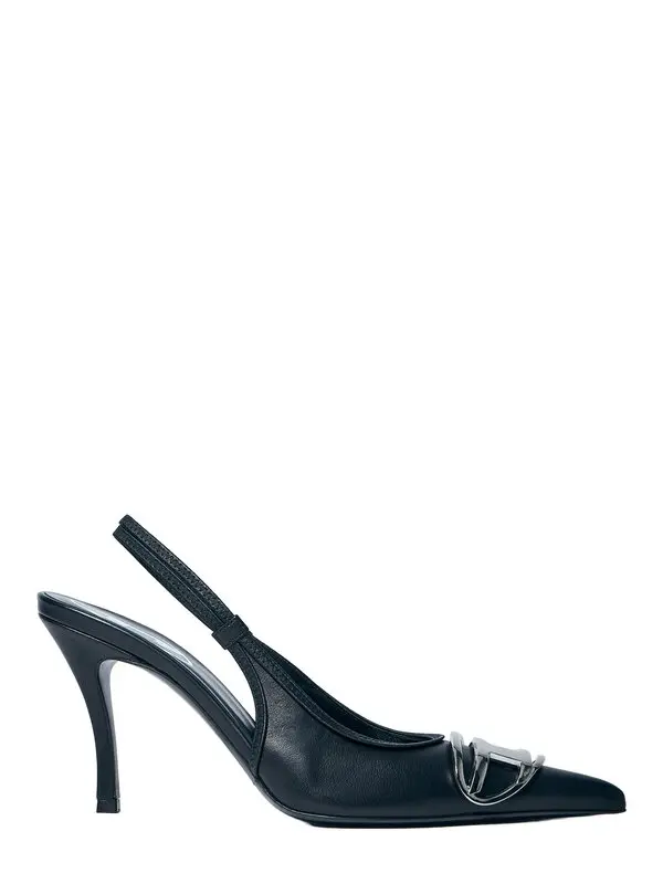 DIESEL® D-venus Sb Leather Pumps With Logo Hardware - Black