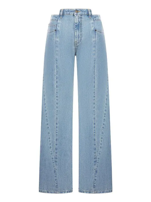 MAISON MARGIELA Wide Leg Denim Jeans With Cut-out Detail - Multicolor