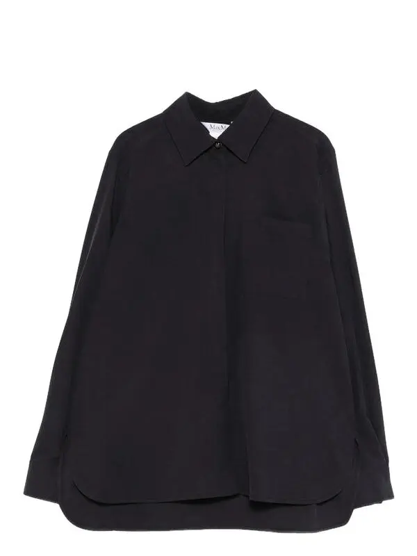 Max Mara Silk Shirt With Chest Pocket - Blue