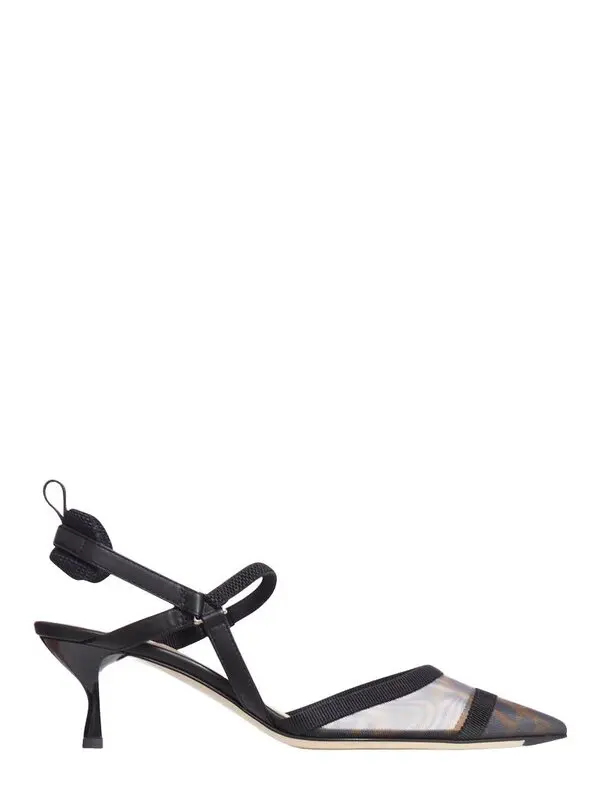 Fendi Colibrì Lite Slingback Mid Heel In Mesh Ff - Black