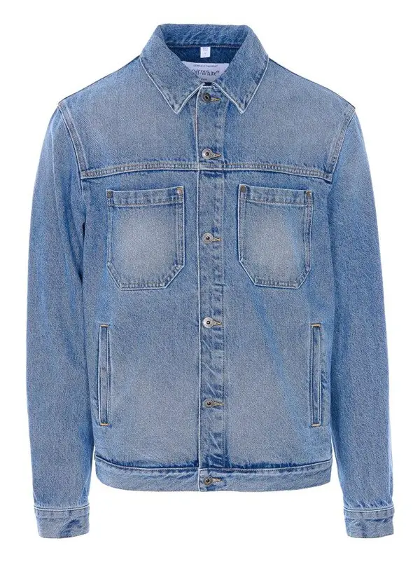 Off-White Denim Jacket With Embroidered Logo - Blue