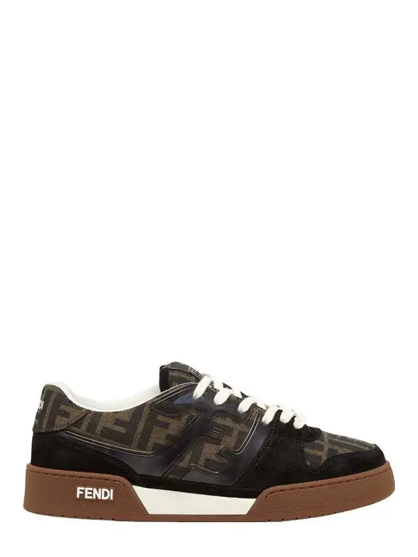 Fendi Suede And Ff Jacquard Lace-up Sneakers - Multicolor