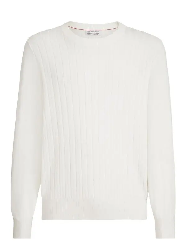 Brunello Cucinelli Textured Cotton Crewneck Sweater - Multicolor