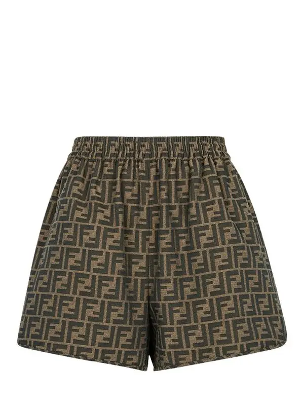 Fendi Short Ff Canvas Jacquard - Brown