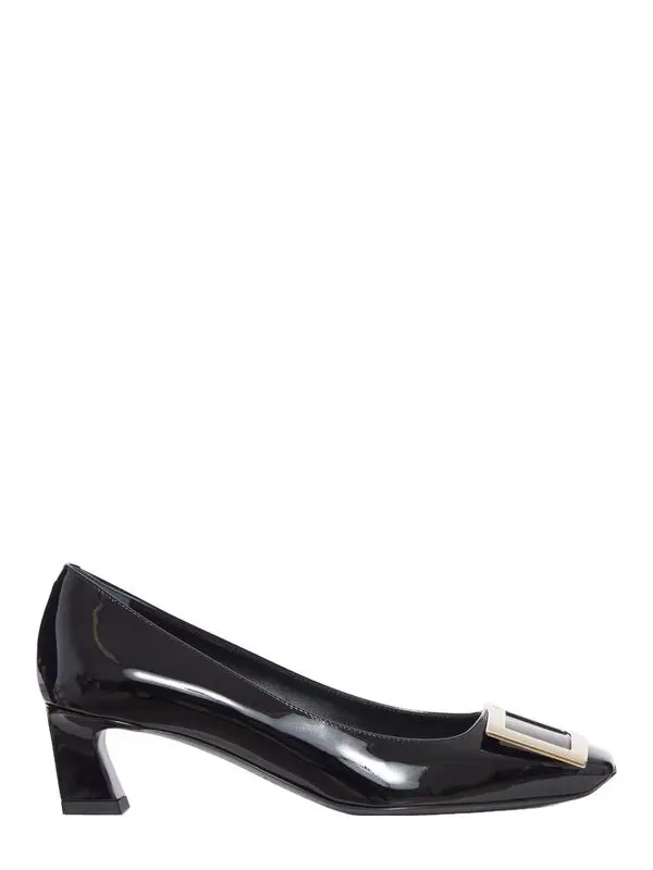 ROGER VIVIER Patent Calfskin Trumpette Pumps With Metal Buckle - Black