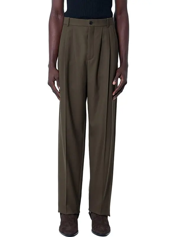Saint Laurent Mid Rise Tailored Wool Pants - Cream