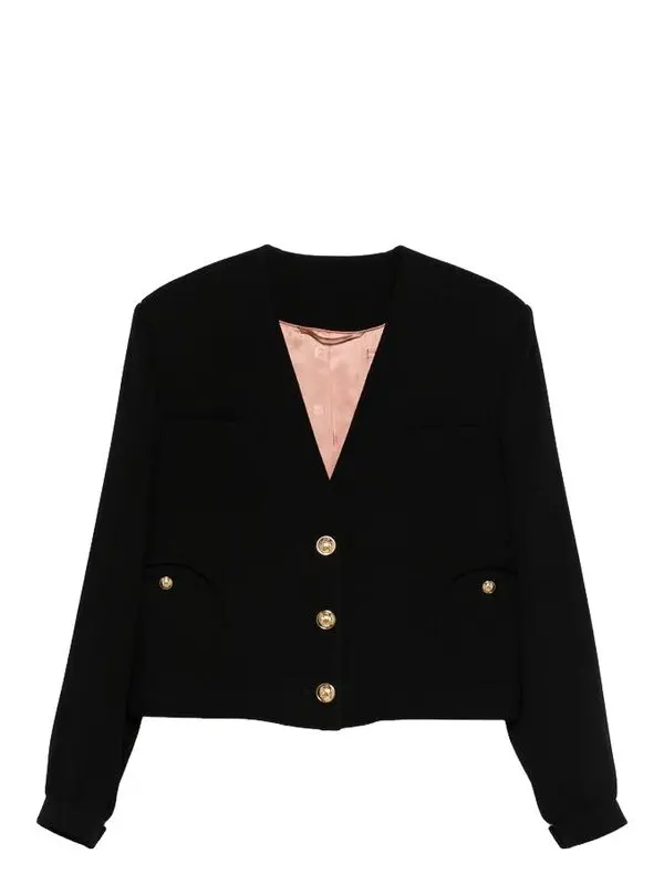 BLAZÉ MILANO Cropped V-neck Jacket - Black