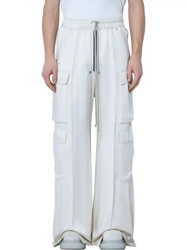 Rick Owens Belas Cargo Pants In Satin - Cream
