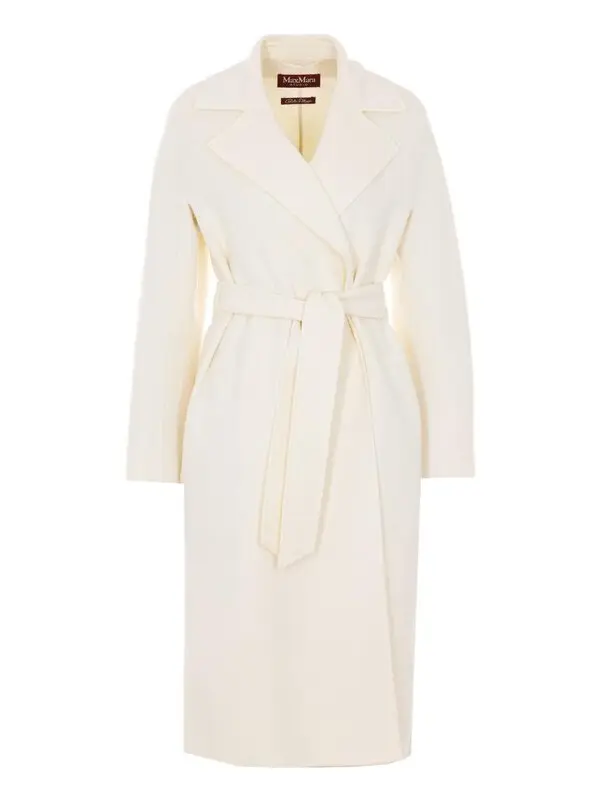 Max Mara Belted Wool Blend Coat - White
