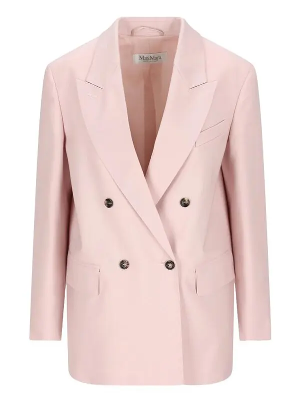 Max Mara Double-breasted Peak Lapel Blazer - Gray
