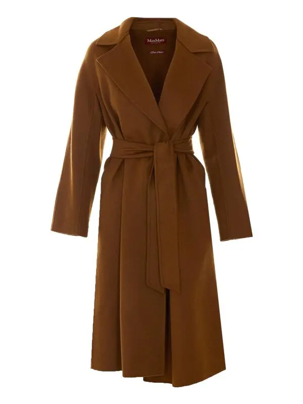 Max Mara Belted Long-sleeve Wool Blend Coat - Brown